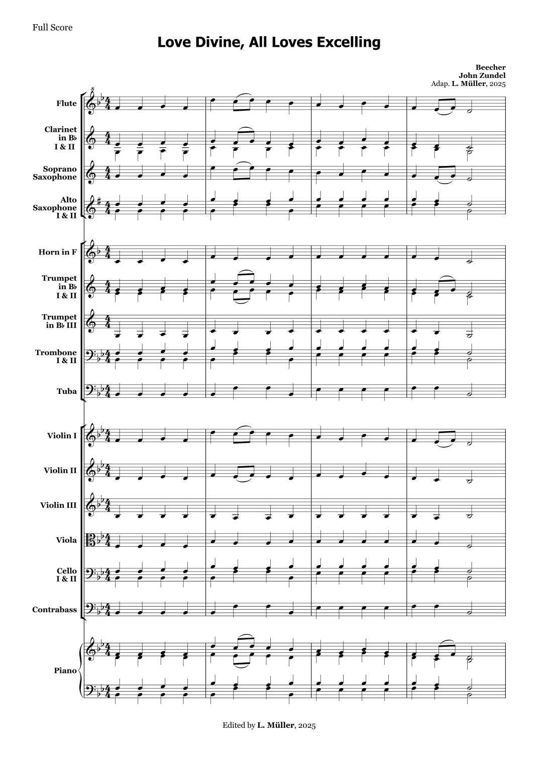 Love Divine, All Loves Excelling - for Beginner Orchestra (arr. L ...