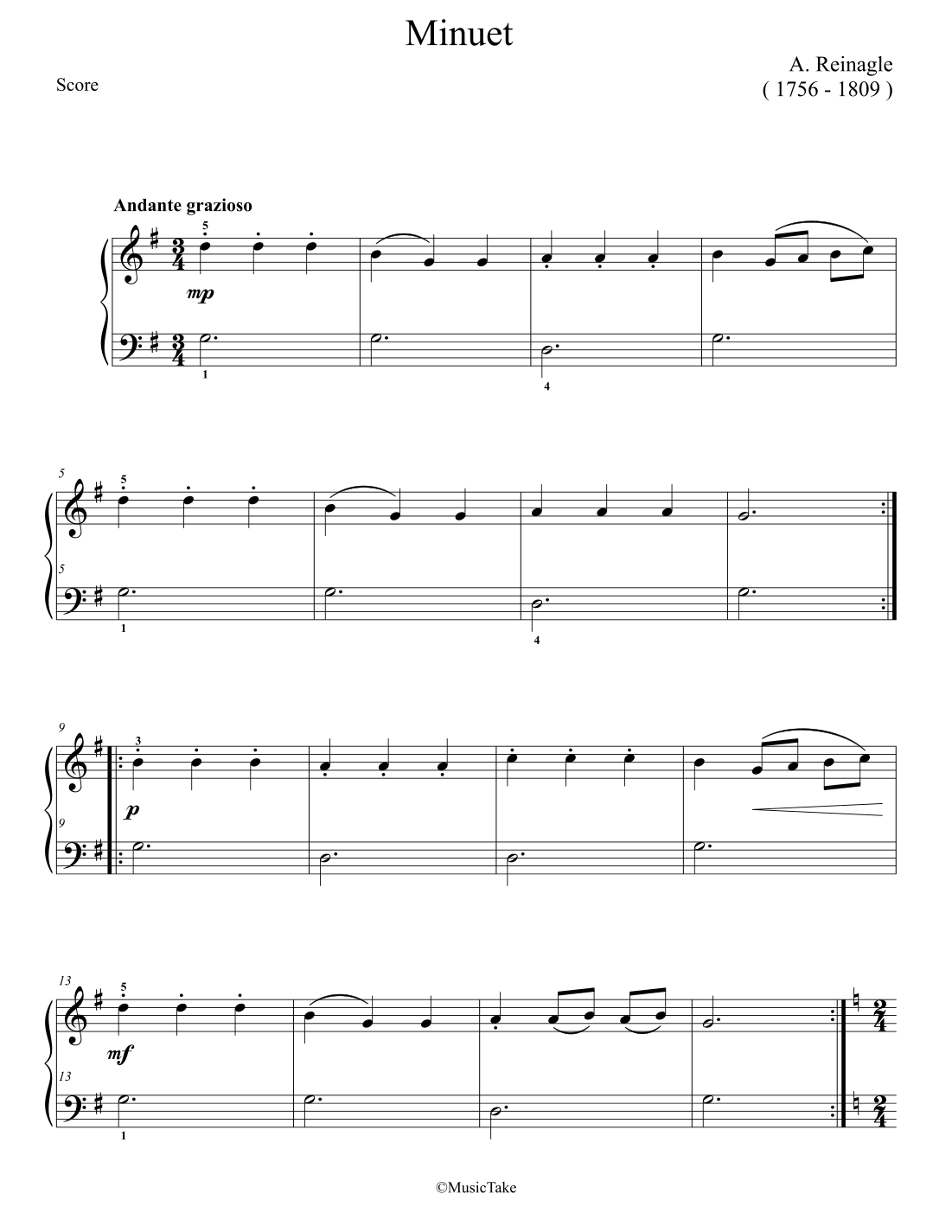 Reinagle Minuet and Scherzino (arr. Benjamin Choupak) by Benjamin ...