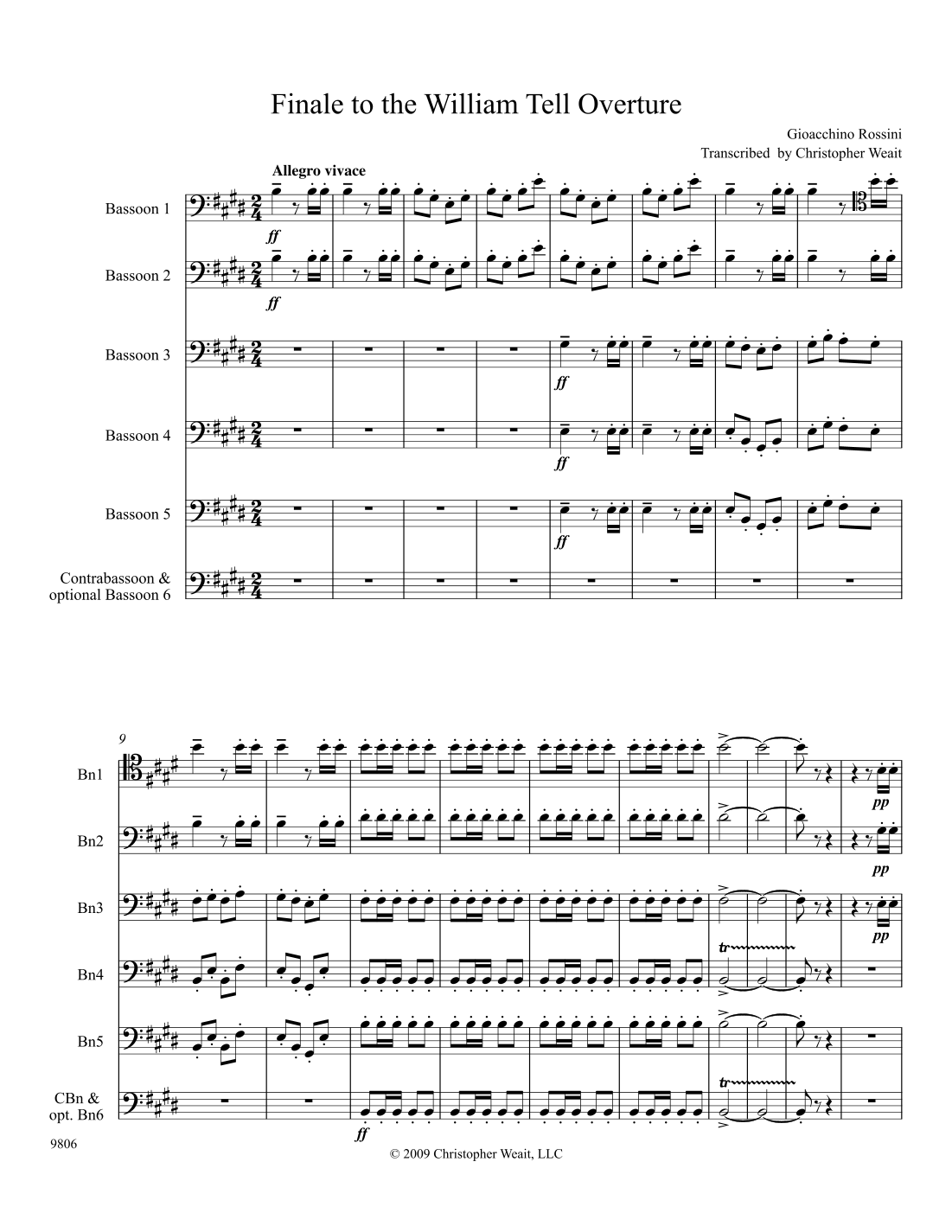 Rossini - Finale to William Tell Overture for 5 bassoons and ...