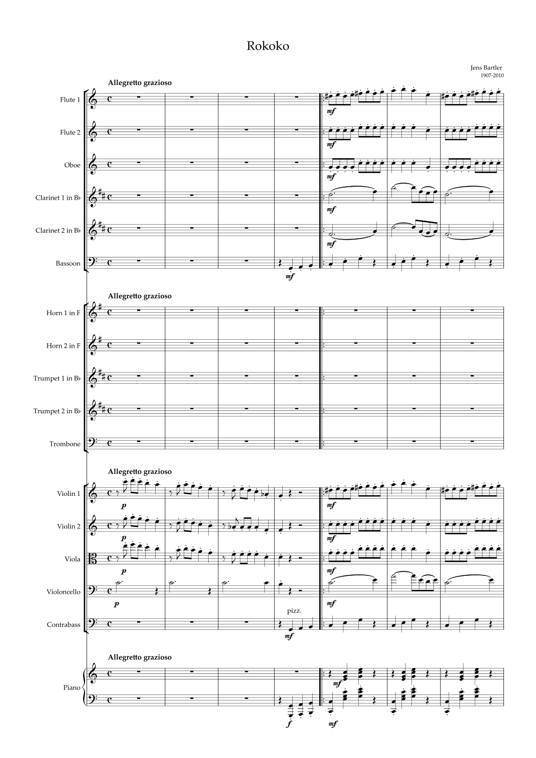 Rokoko by Jens Bartler Sheet Music for Full Orchestra at Sheet Music Direct