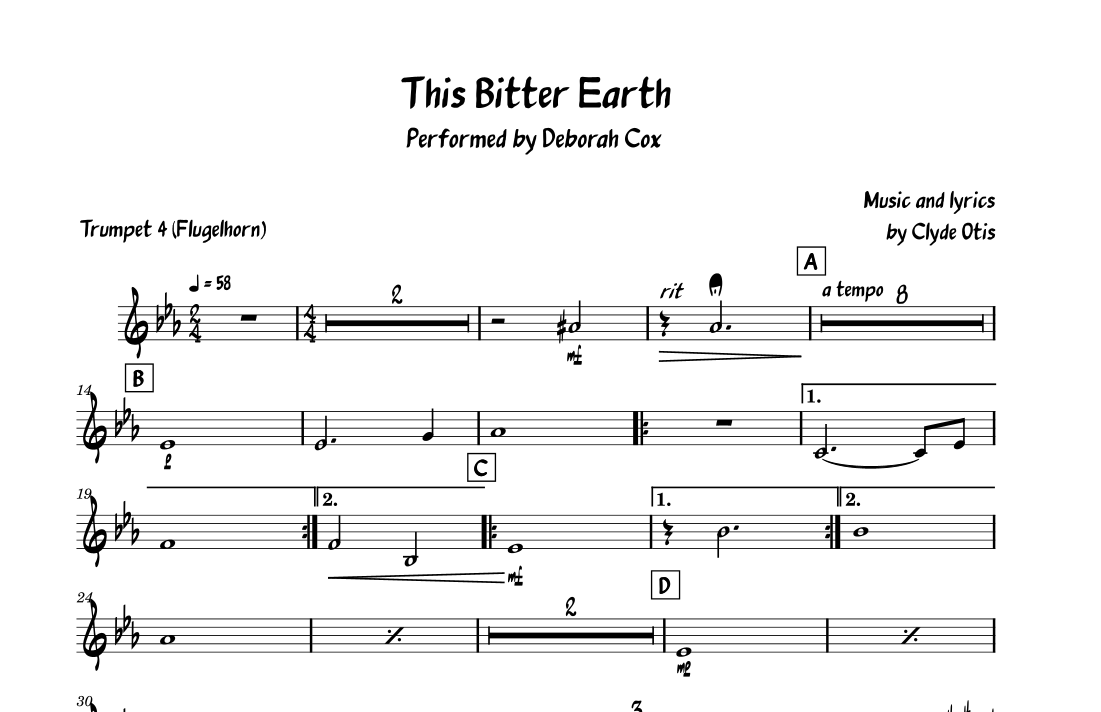 This Bitter Earth (arr. David Lartey) by Clyde Otis Sheet Music for ...