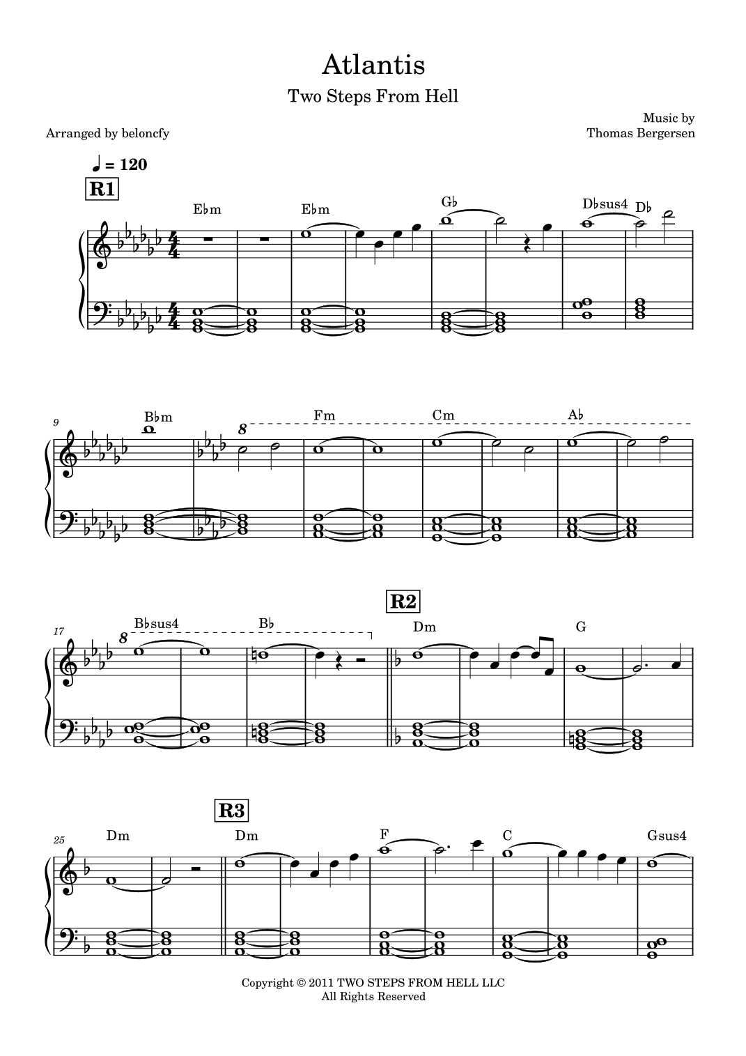 Atlantis - Trailer (arr. beloncfy) by Nicholas Phoenix Sheet Music for ...
