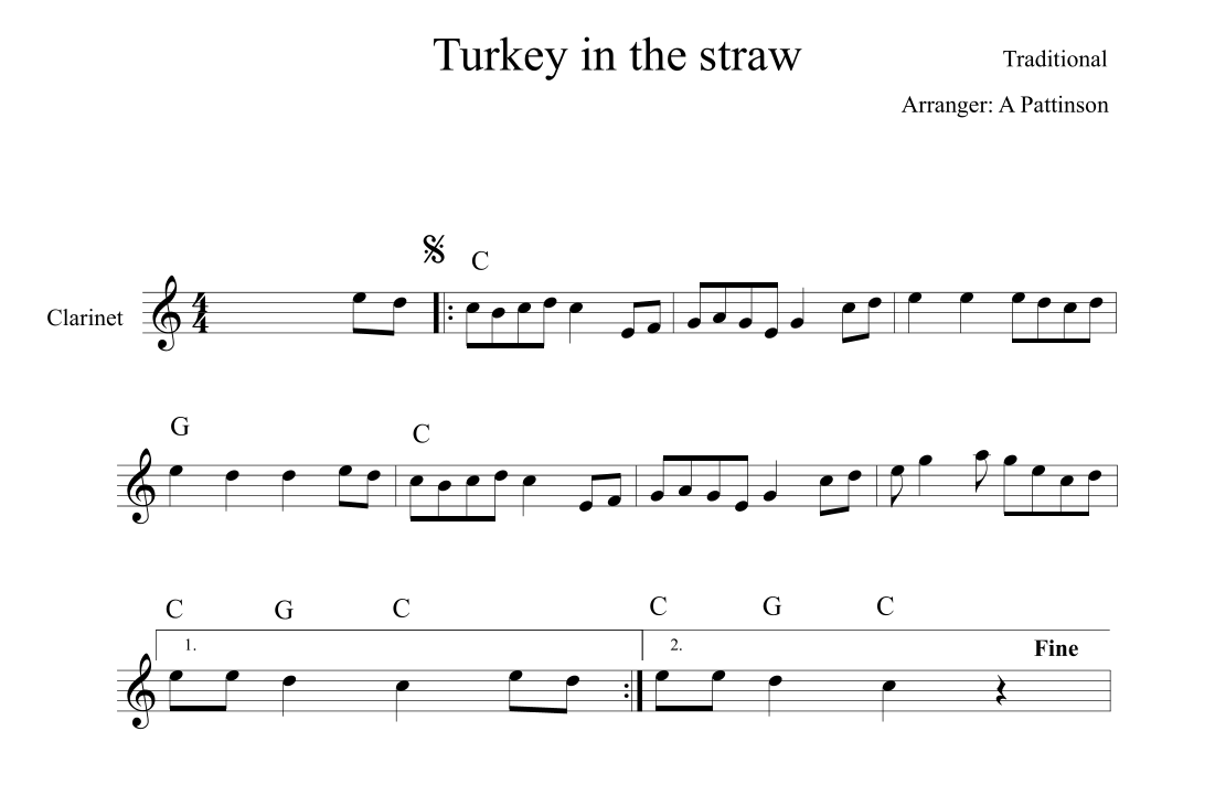 Turkey in the Straw for Clarinet (arr. Andrew Pattinson) von Andrew ...