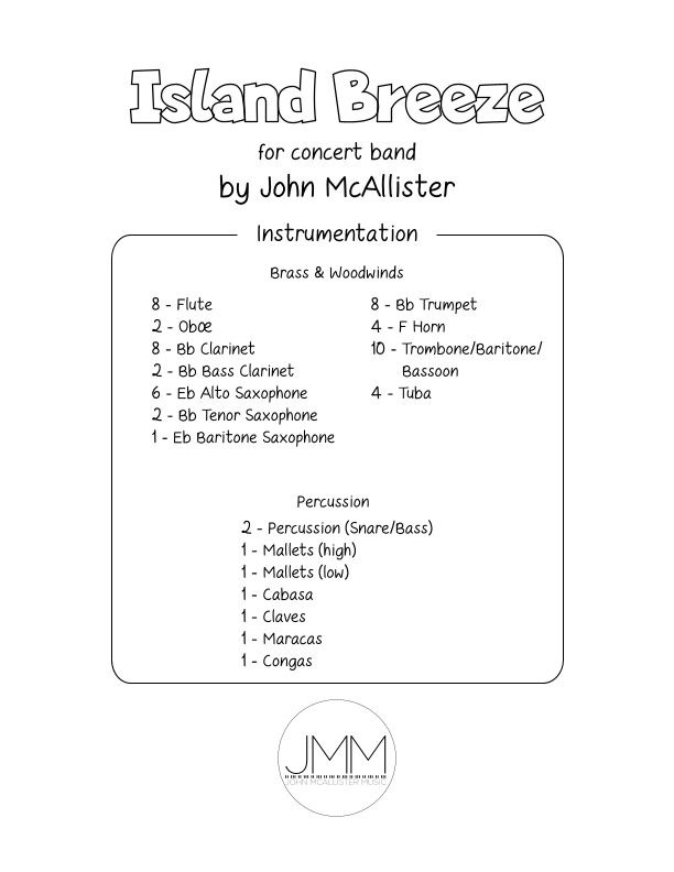 Island Breeze - for concert band by John McAllister Sheet Music for ...