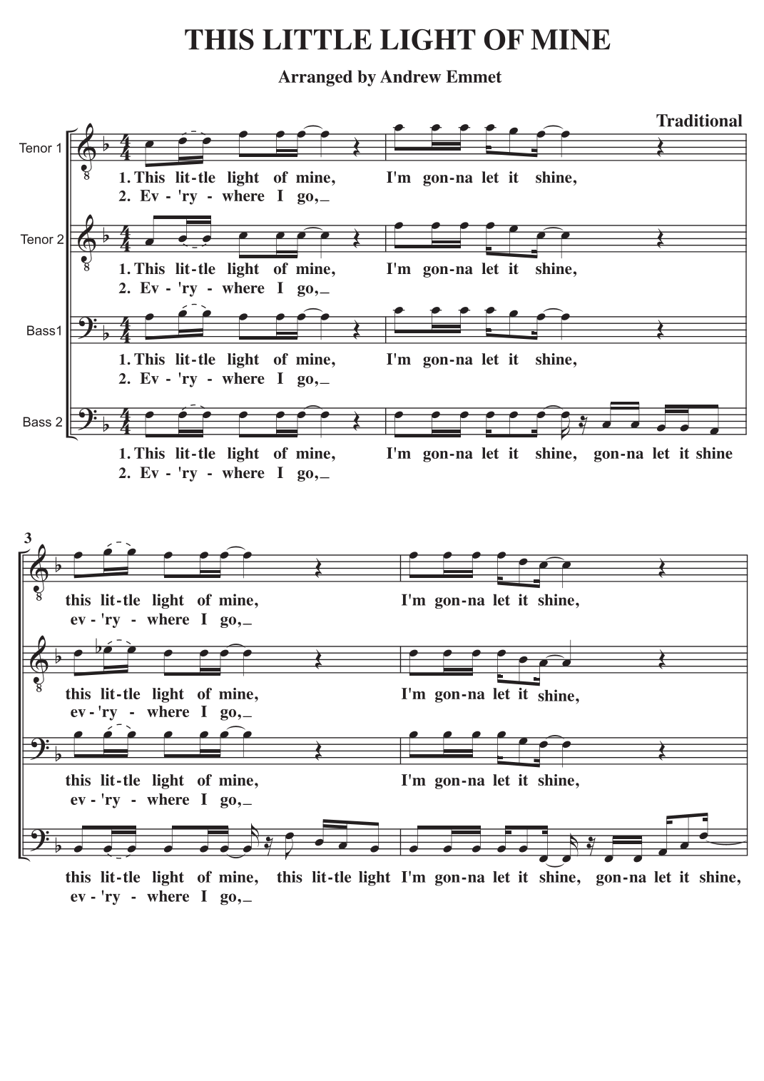 This Little Light Of Mine A Cappella TTBB (arr. Andrew Emmet) by ...