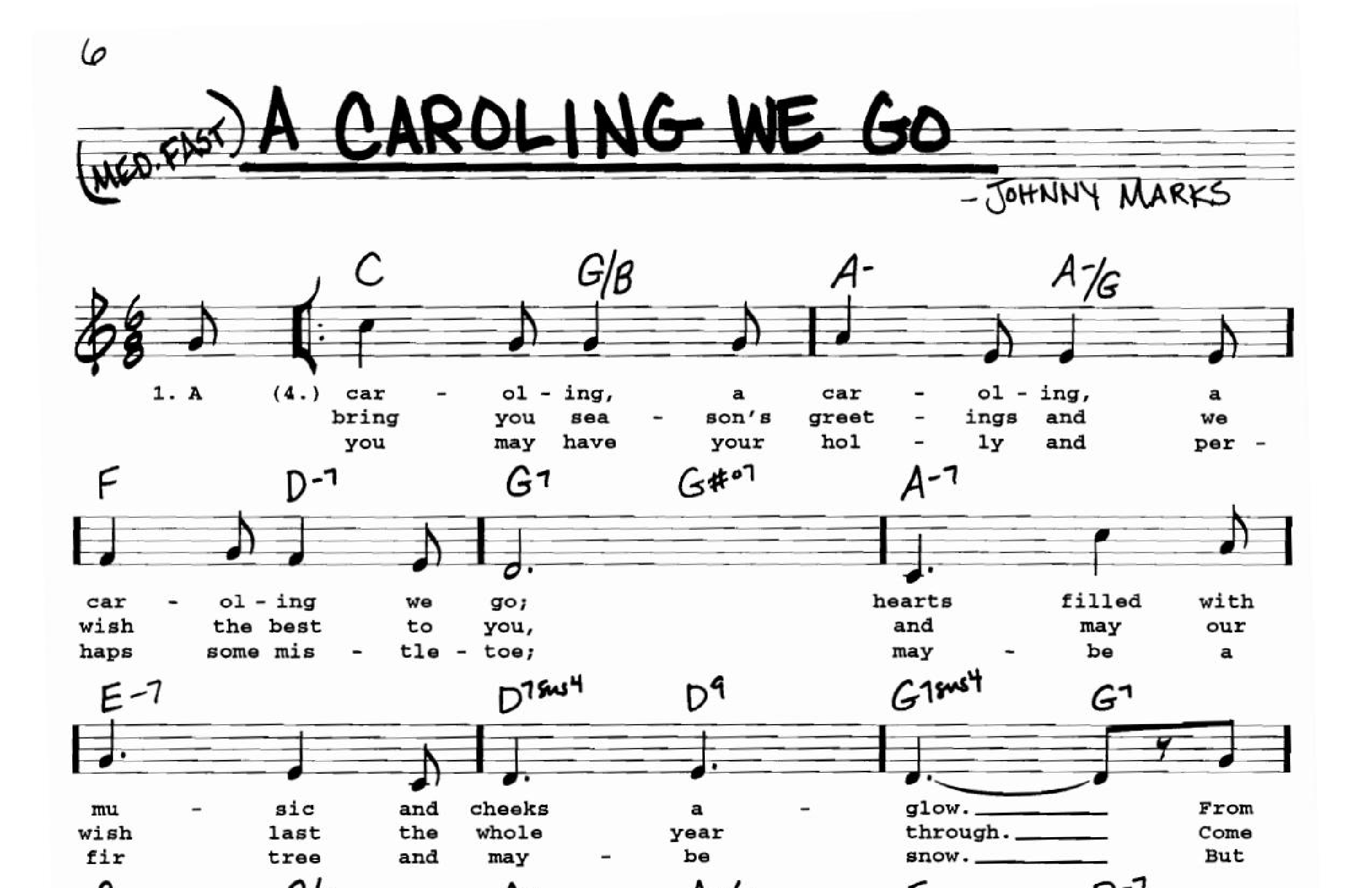 A CAROLING WE GO - Lead Sheet (arr. Johnny Marks) by Johnny Marks Sheet ...