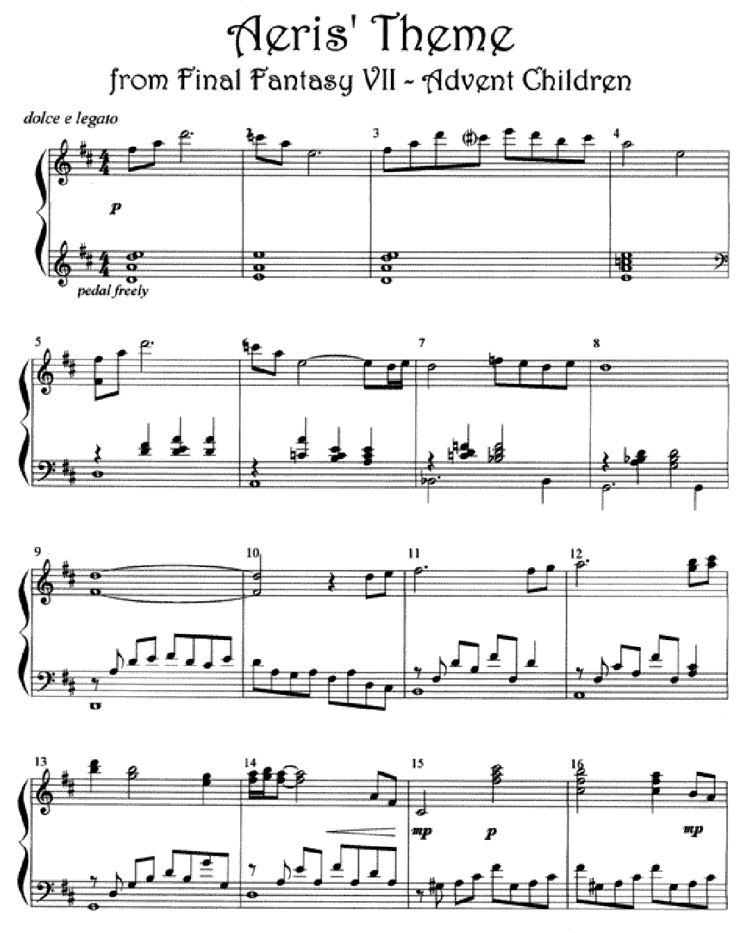 Neris' Theme from Final Fantasy VII - Advent Children by anime Sheet ...
