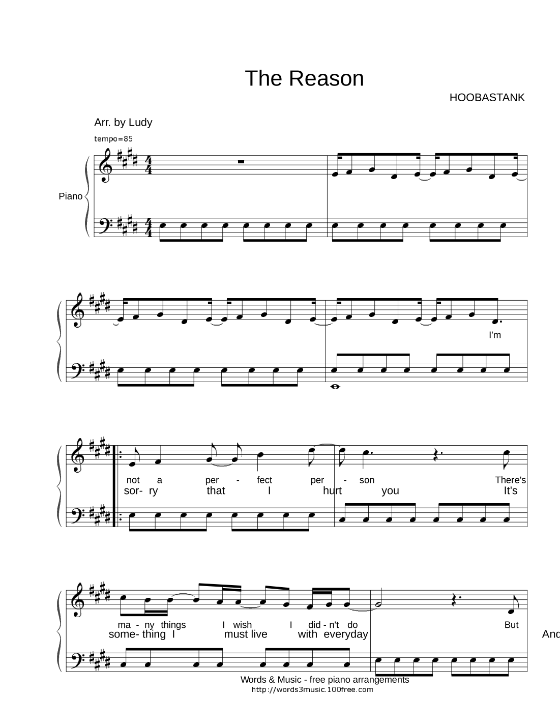 The Reason (arr. Hoobastank - The Reason) von Carly Simon Noten zum ...