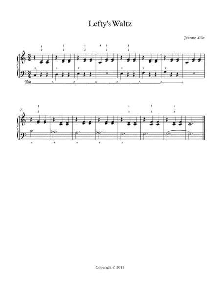 Lefty's Waltz by Jeanne Allie Sheet Music for Easy Piano at Sheet Music ...