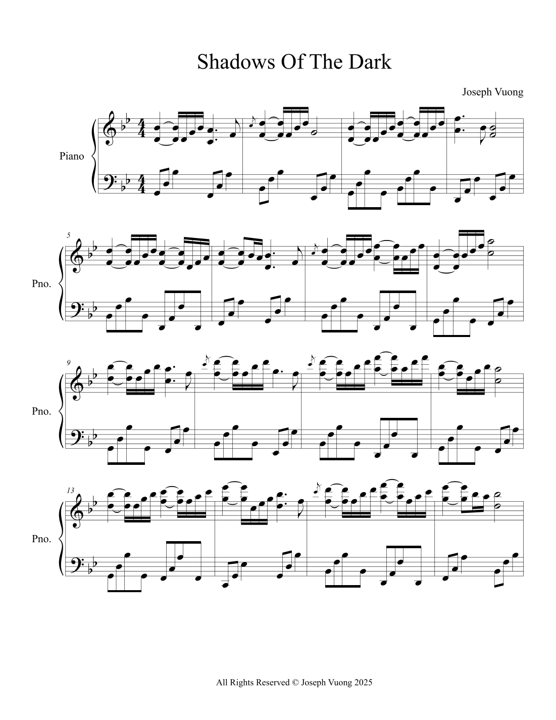 Shadows Of The Dark by Joseph Vuong Sheet Music for Piano Solo at Sheet ...