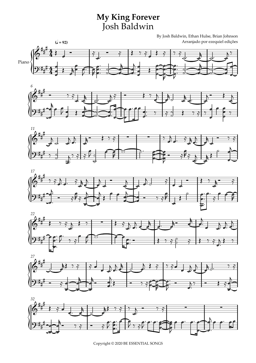 My King Forever (arr. BY EZEQUIEL EDIÇÕES) by Josh Baldwin Sheet Music ...