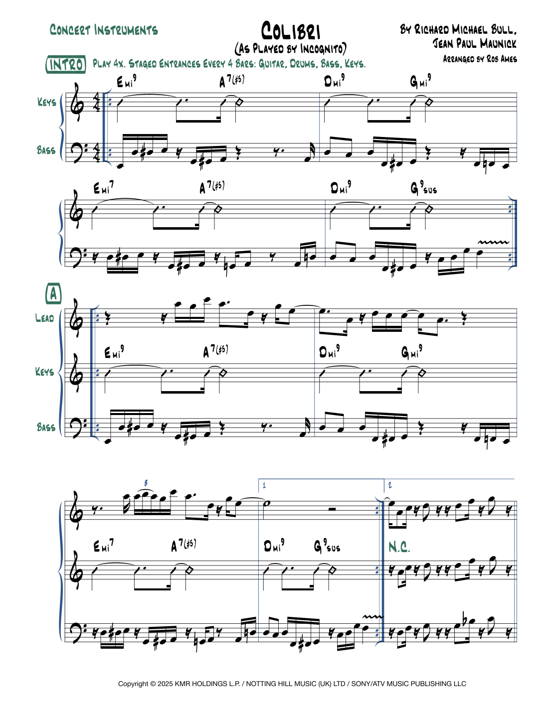 Colibri (arr. Rob Ames) by Jean Paul Maunick Sheet Music for Lead Sheet ...