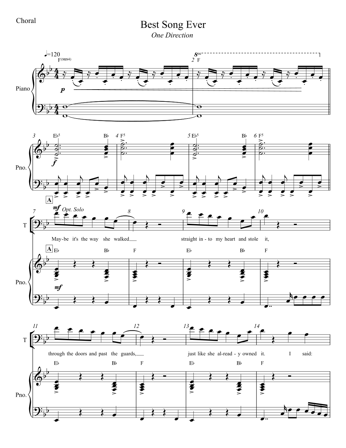Best Song Ever (arr. Ron Jones) by One Direction Sheet Music for TB ...
