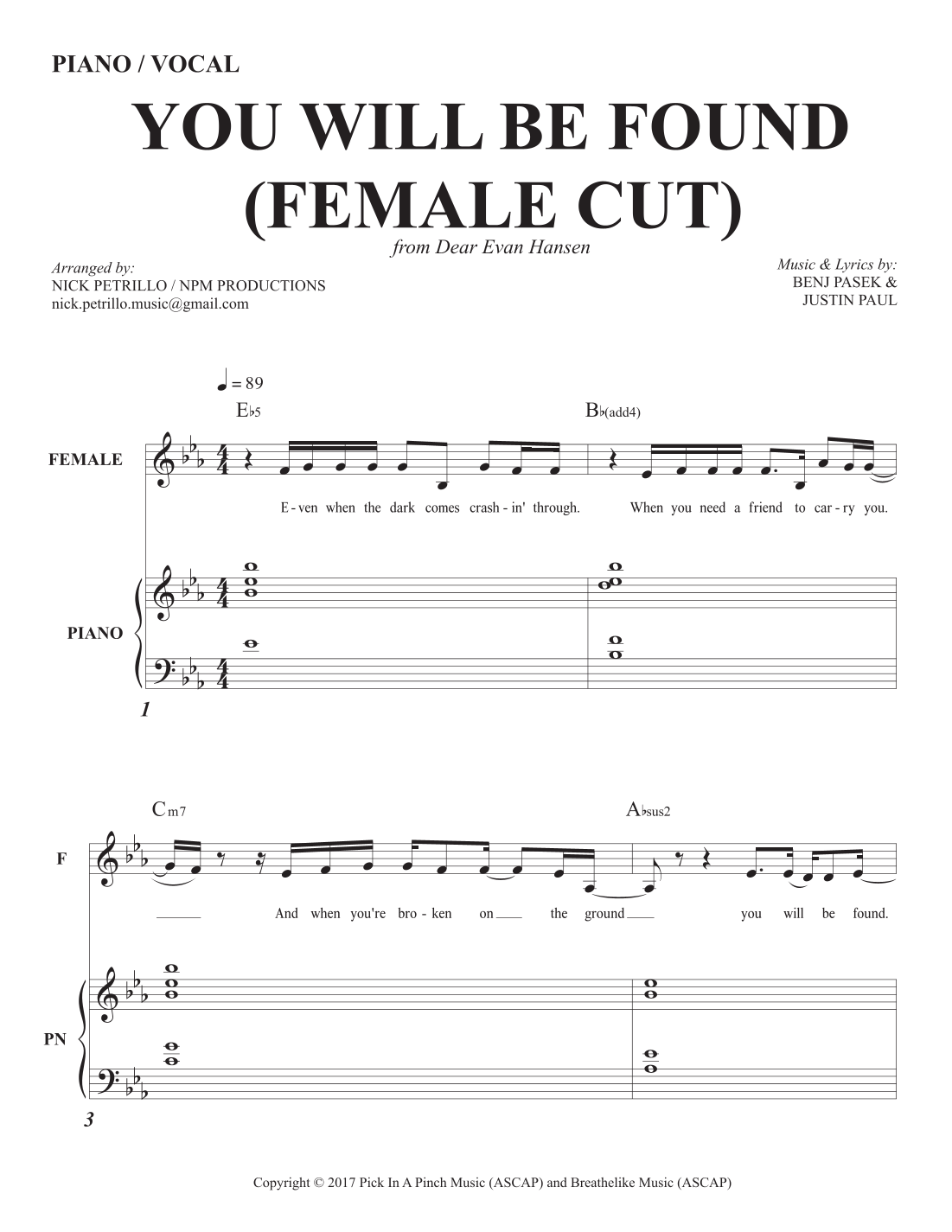 You Will Be Found (arr. Nick Petrillo) by Carlita Victoria Stephen ...