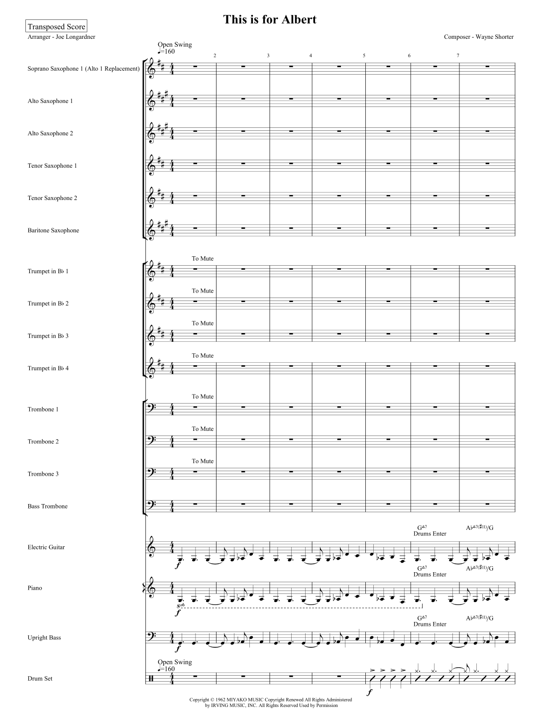 This Is For Albert (arr. Joe Longardner) by Wayne Shorter Sheet Music ...