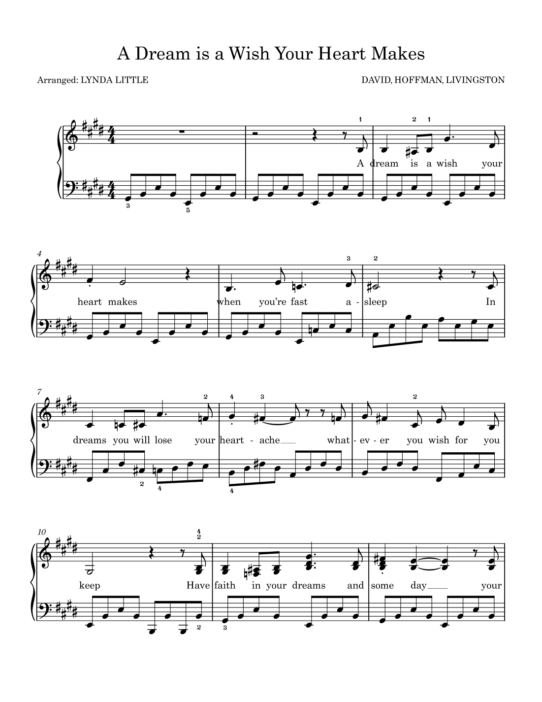 A Dream is a Wish Your Heart Makes (arr. Lynda Little) by Ilene Woods ...