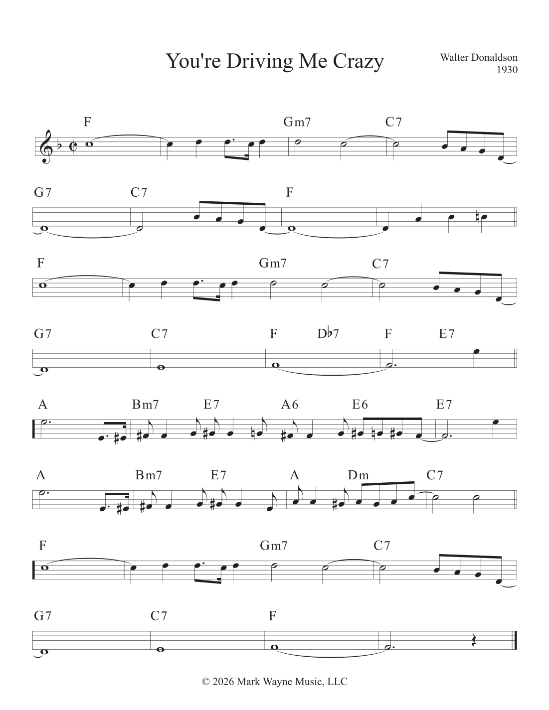 You're Driving Me Crazy (arr. Mark W. Huxhold) by Walter Donaldson ...