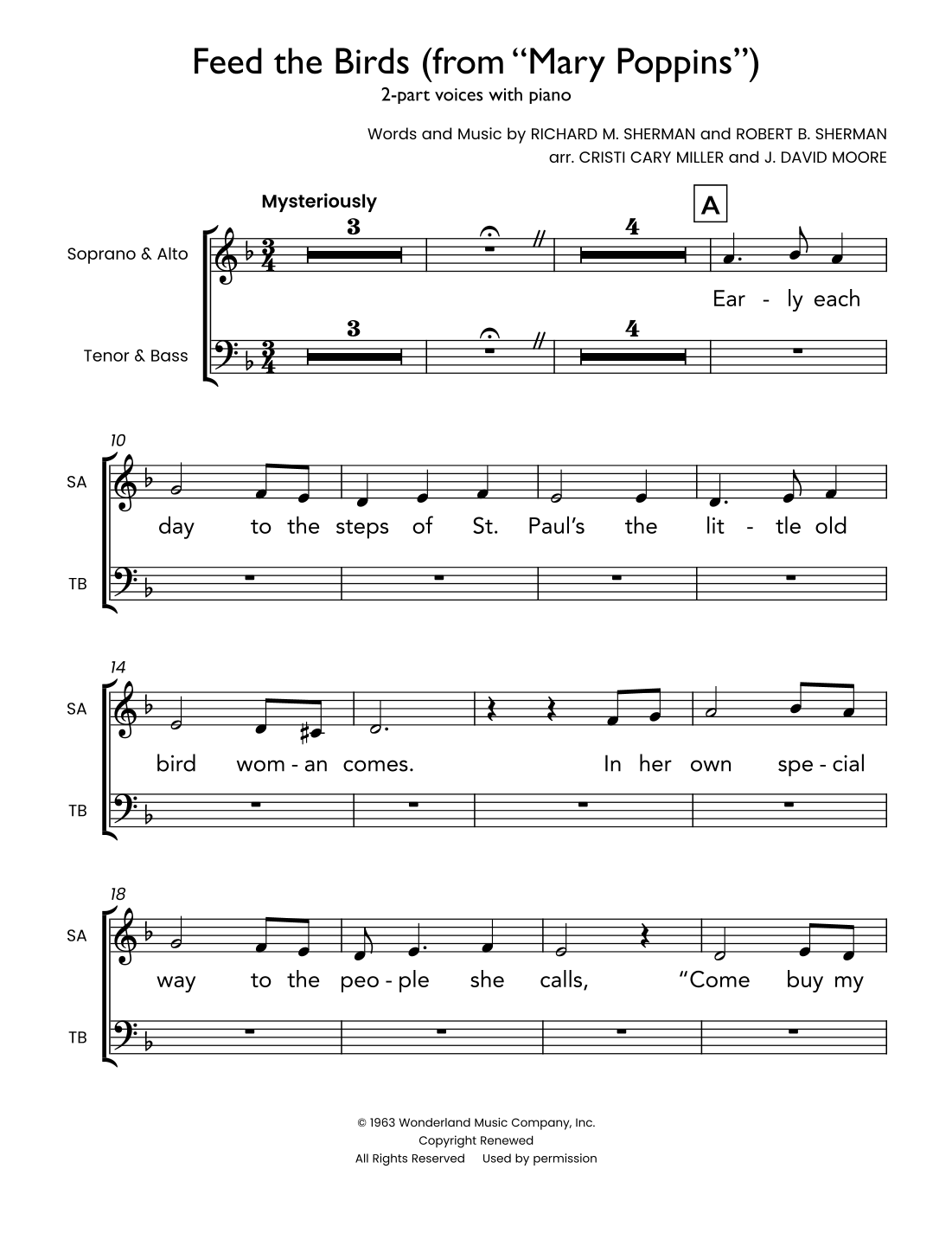 Feed The Birds (Tuppence A Bag) (arr. J. David Moore) by Richard M ...