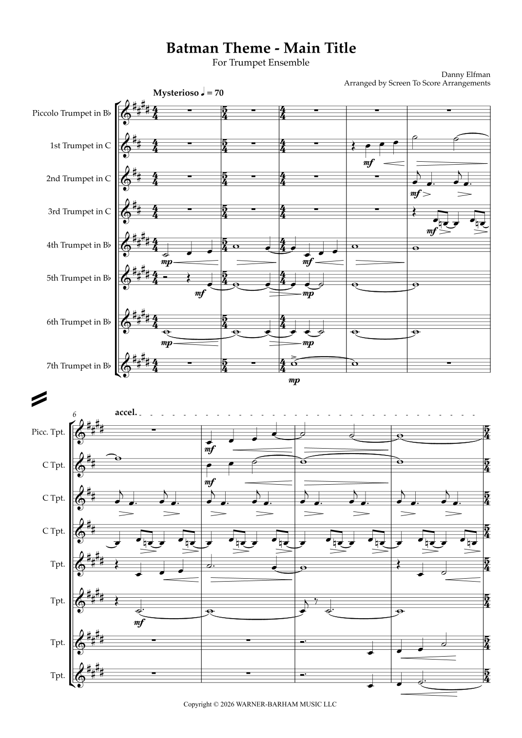 Batman Theme - Main Title (arr. Screen to Score Arrangements) by Danny ...