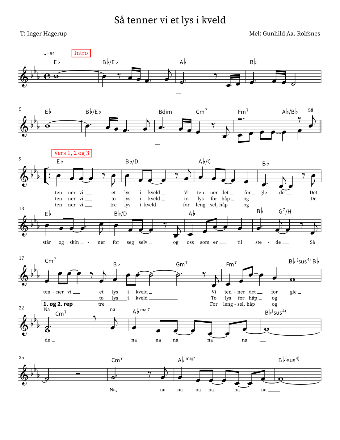 Så tenner vi et lys i kveld by Stord Soul Childre Sheet Music for Piano ...