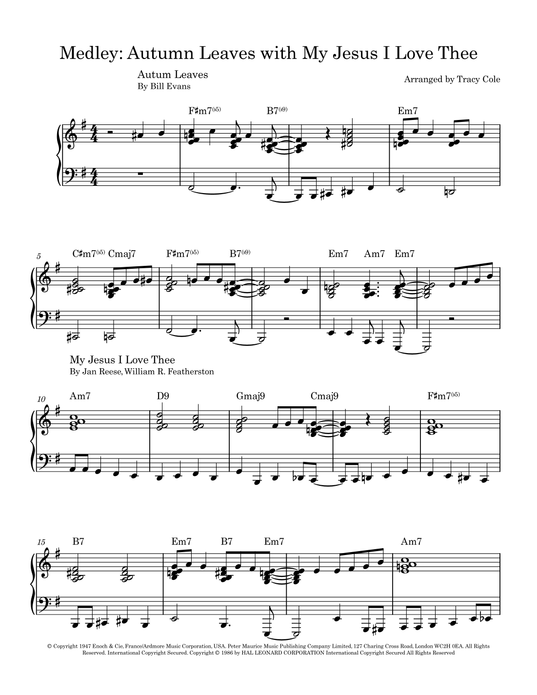 Medley: Autumn Leaves with My Jesus, I Love Thee (arr. Tracy Cole) by ...