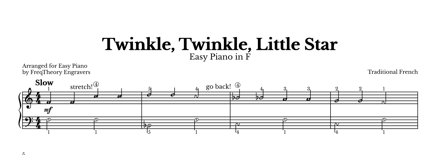 Twinkle, Twinkle, Little Star - Easy Piano (arr. FreqTheory Engravers ...