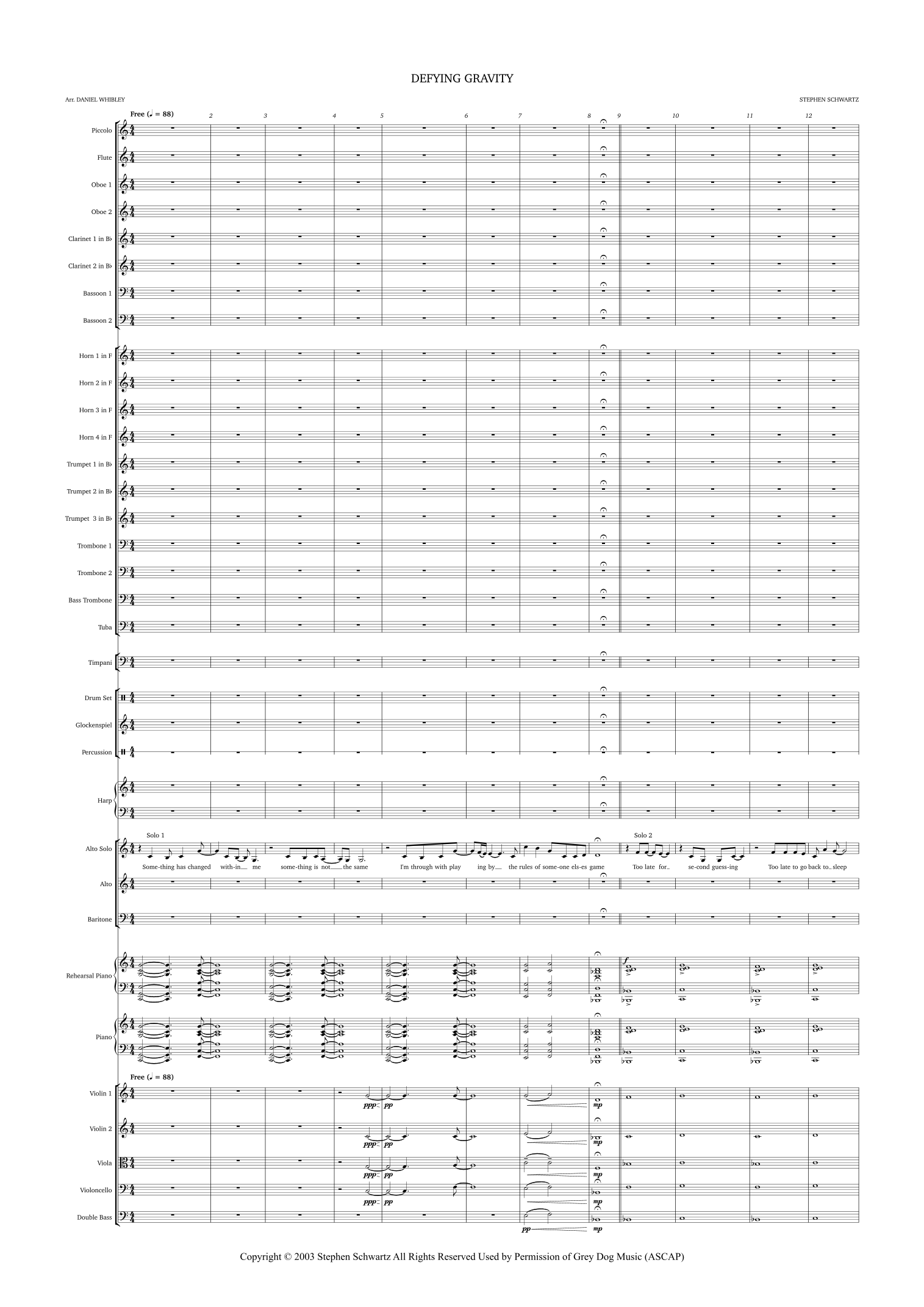 Defying Gravity - Score Only (arr. Daniel Whibley) by Stephen Schwartz ...
