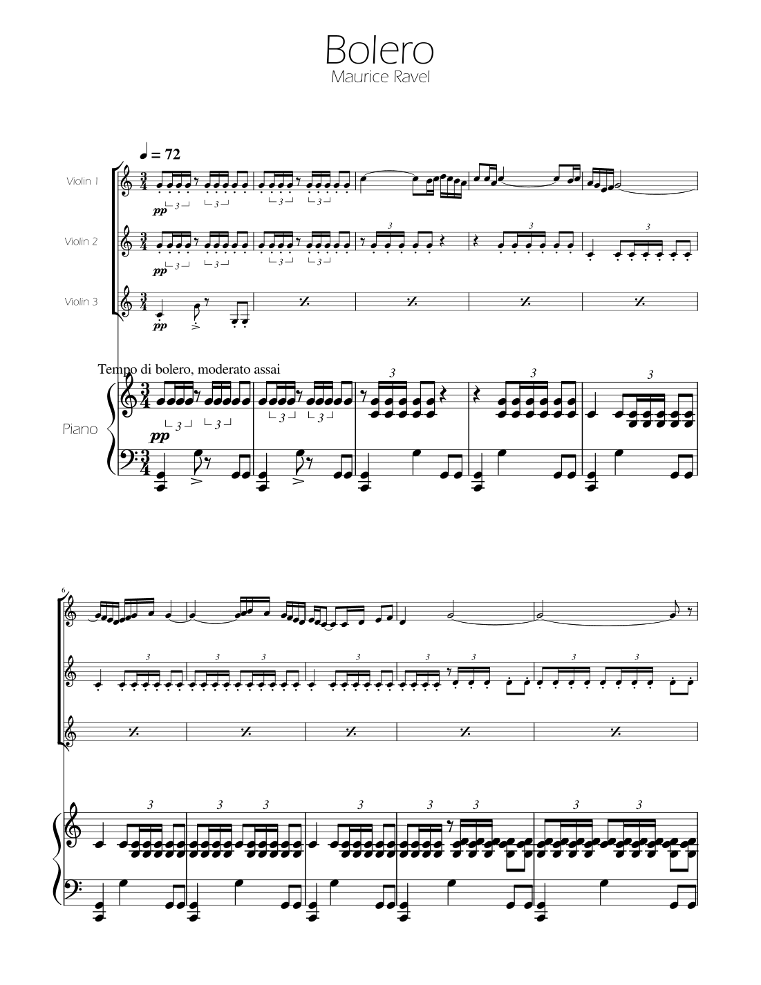 Bolero - Ravel - Violin Trio (arr. Ygor Nunes) by Maurice Ravel Sheet ...