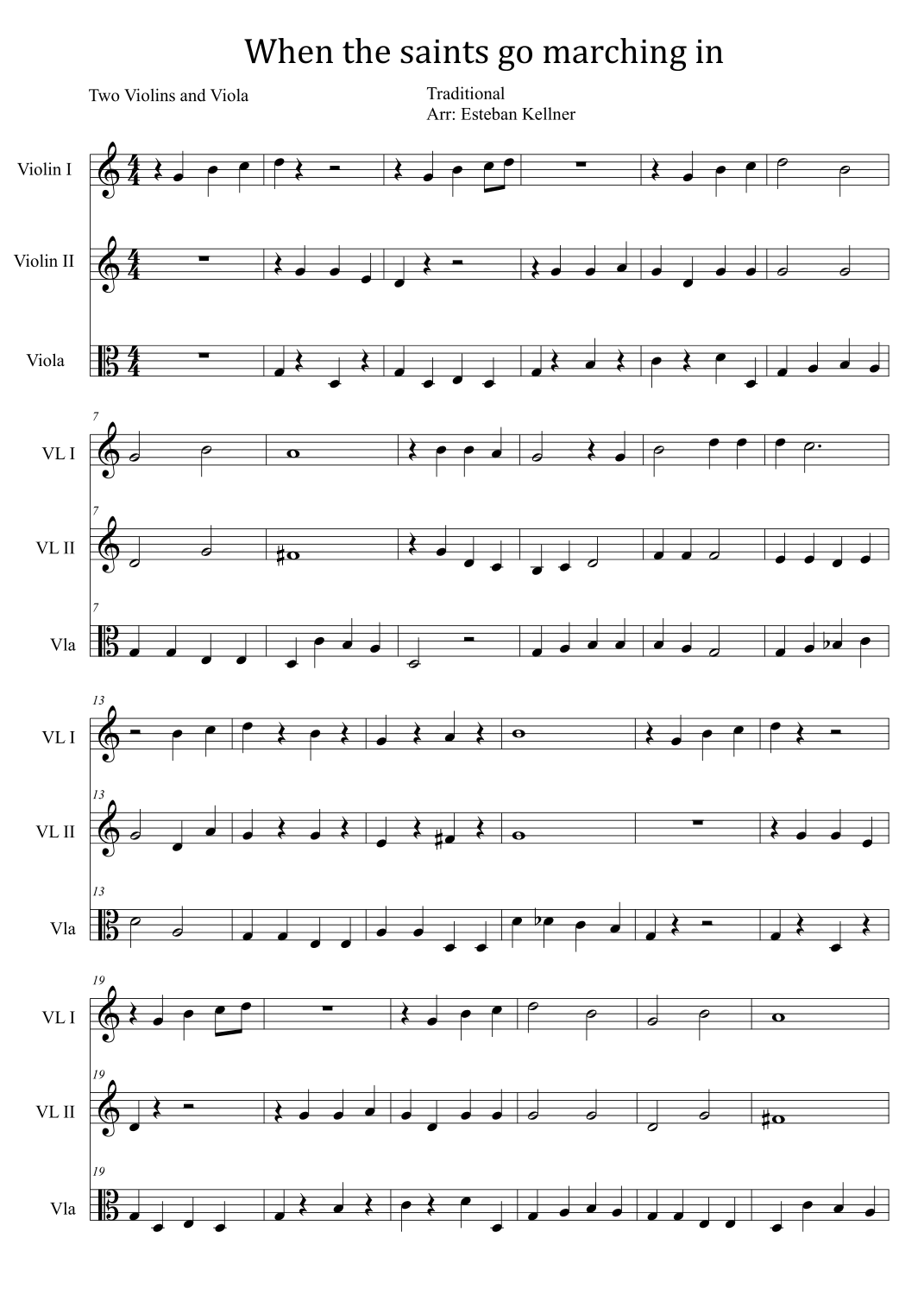 When the saints go marching in (arr. Esteban Kellner) by Traditional ...