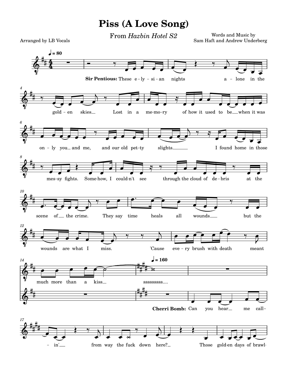 Hazbin Hotel S2- Piss (A Love Song): Vocal Lines by Andrew Underberg ...