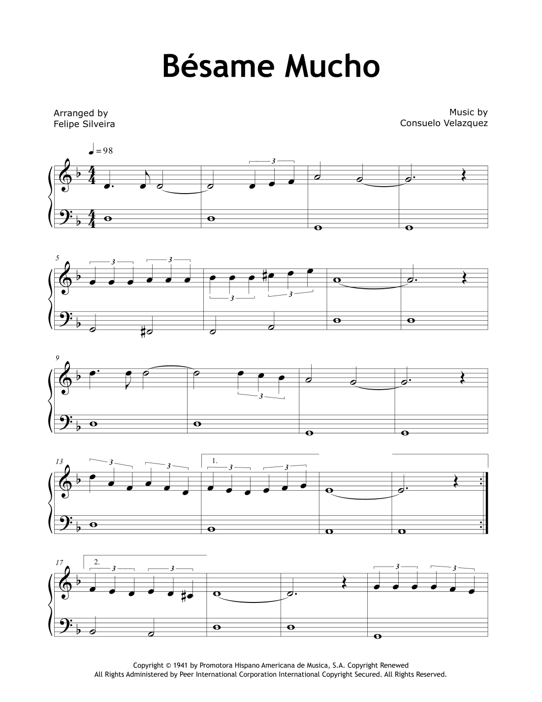 Bésame Mucho (arr. Felipe Silveira) by Full Dog Upon Release Sheet ...