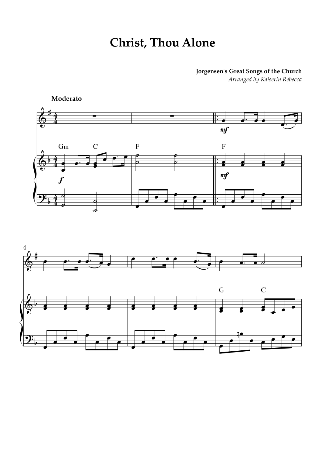 Christ, Thou Alone (arr. Kaiserin Rebecca) by Jorgensen's Great Songs ...