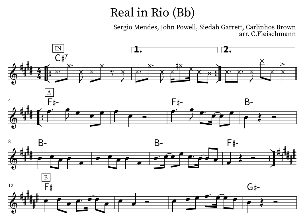 Real In Rio (arr. Christoph Fleischmann) by The Rio Singers Sheet Music ...