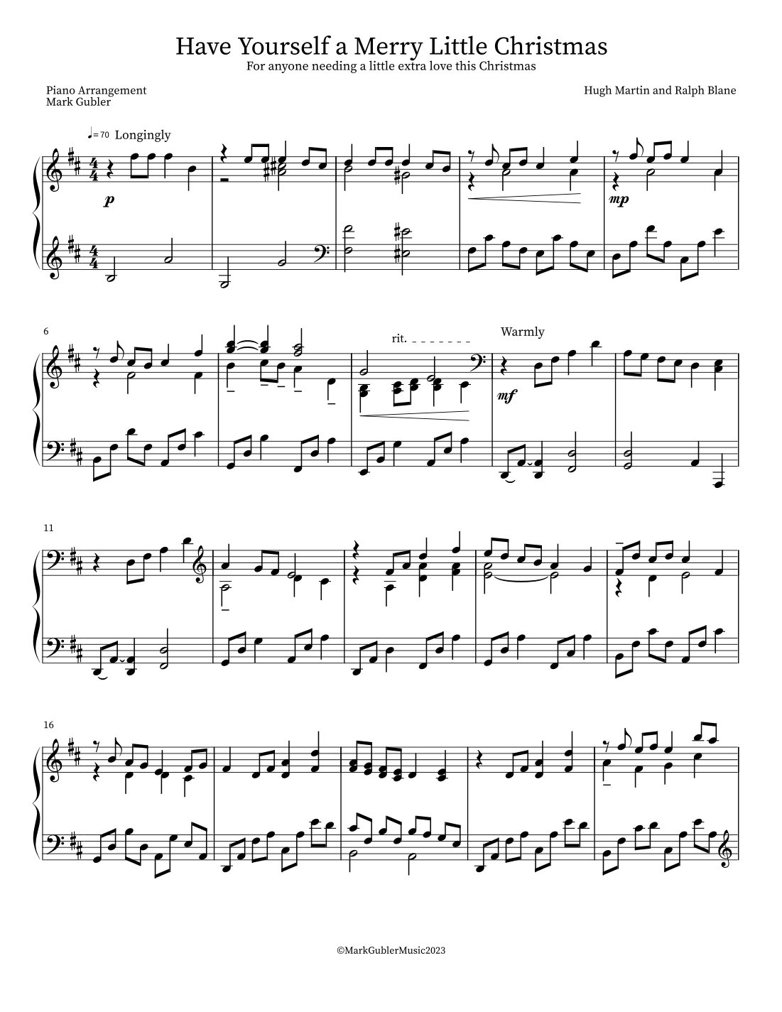 Have Yourself A Merry Little Christmas (arr. Mark Gubler) by David ...