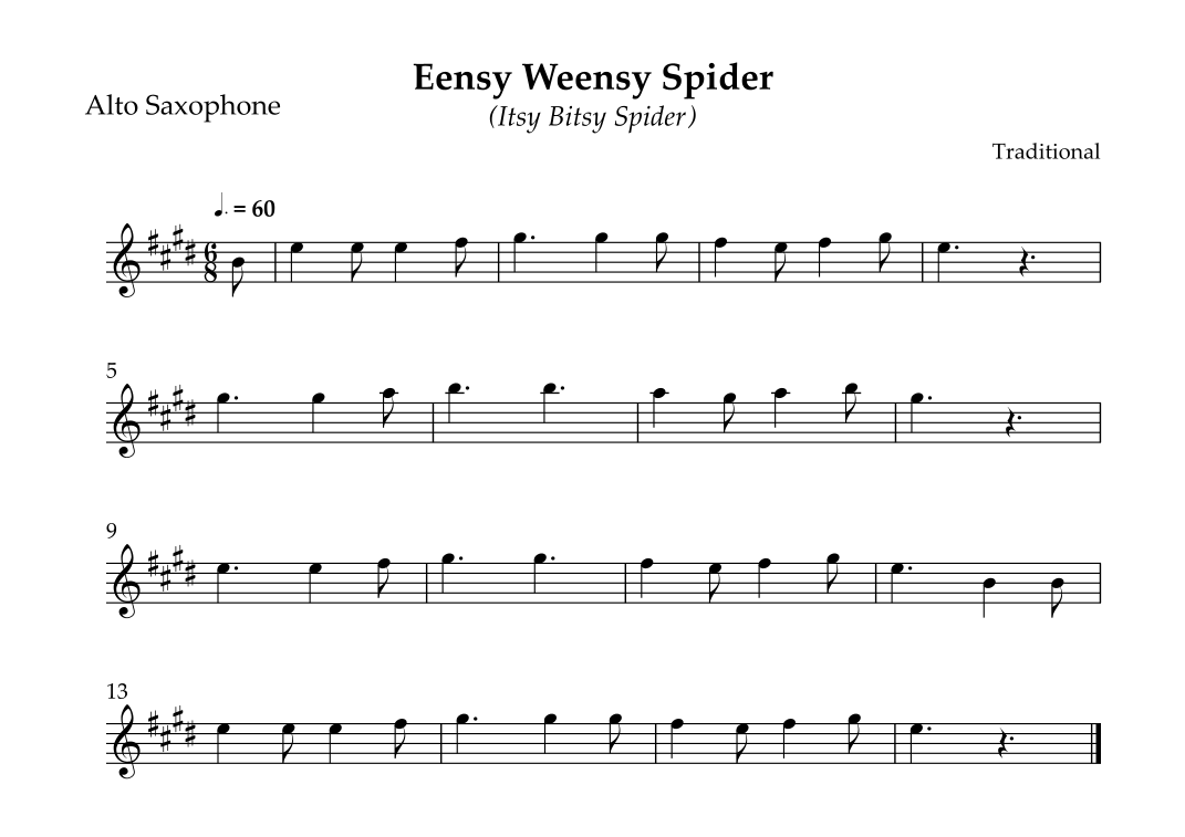 Eensy Weensy Spider (Itsy Bitsy Spider) (arr. Wesley S. SIlva) by ...