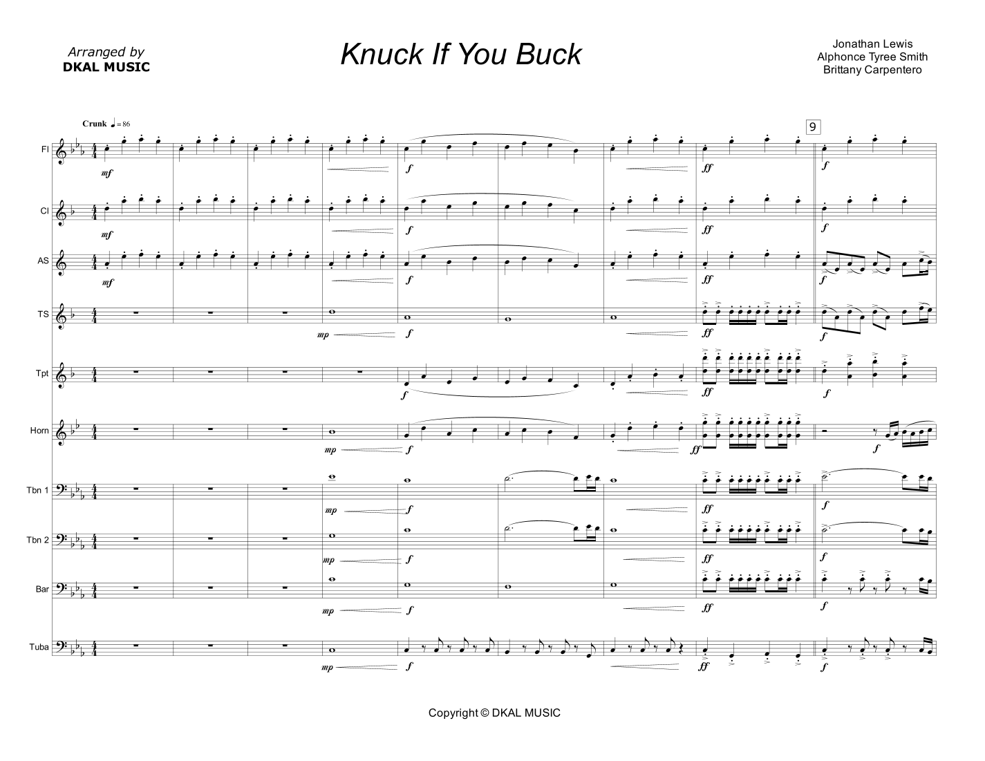 Knuck If You Buck (arr. Dan Kalantarian (DKAL MUSIC)) by Alphonce Tyree ...