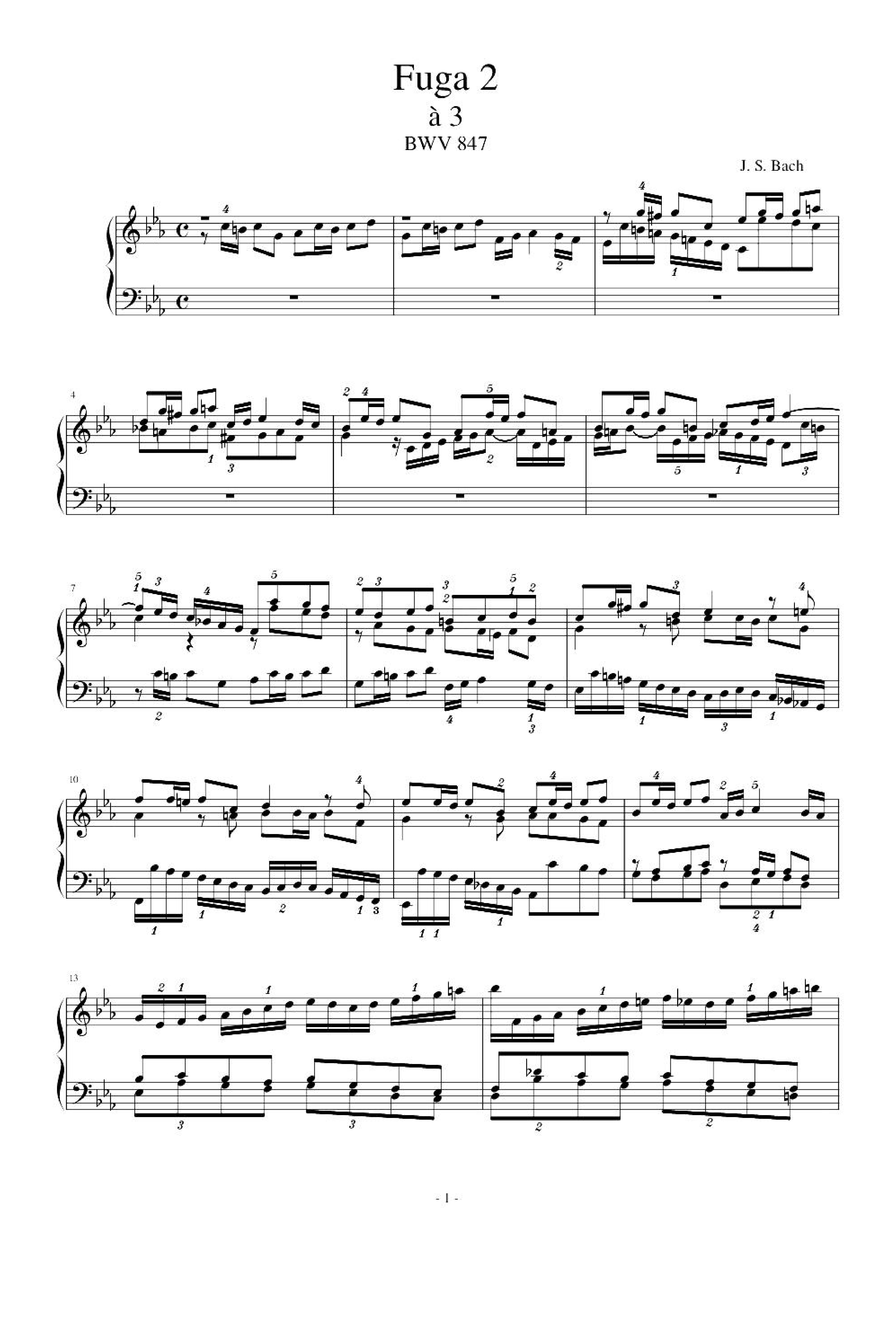 Fuga Bwv 847 - Johann Sebastian Bach (arr. Johann Sebastian Bach) by Johann Sebastian Bach Sheet ...