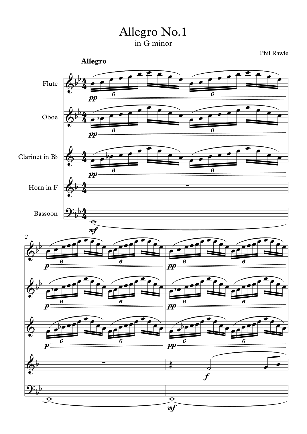 Allegro for Wind Quintet by Phil Rawle Sheet Music for Woodwind ...