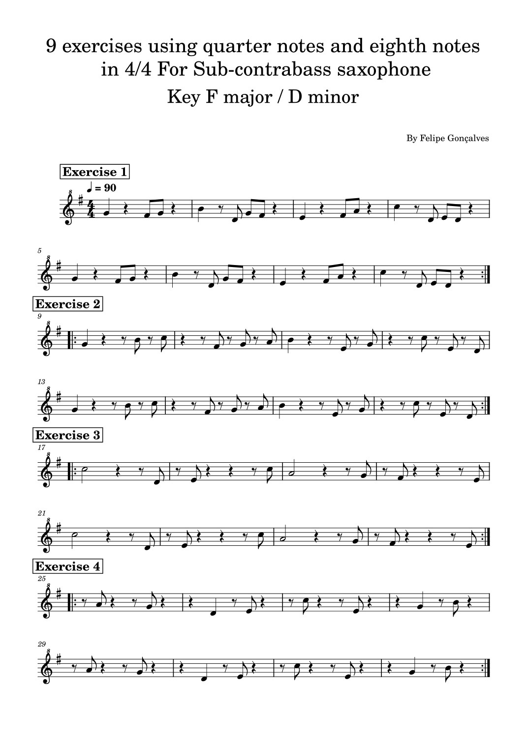 9 exercises using quarter notes and eighth notes in 4/4 For Sub ...