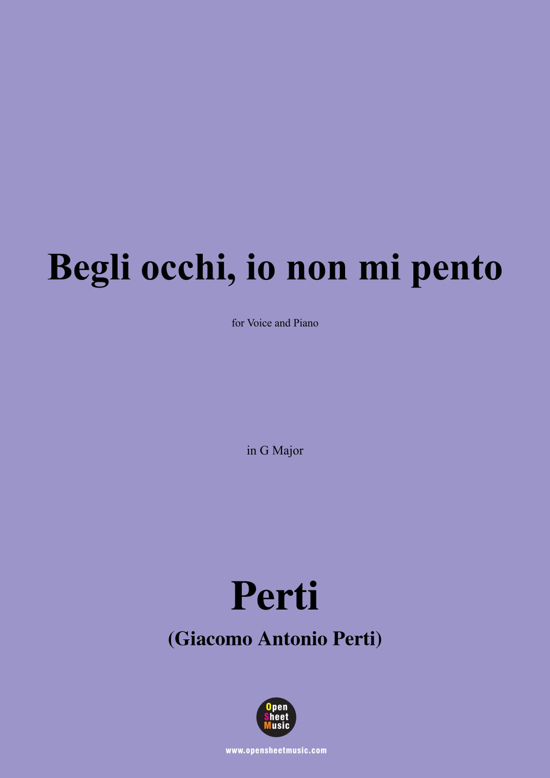 Perti-Begli occhi,io non mi pento,in G Major (arr. OSM Press) by ...