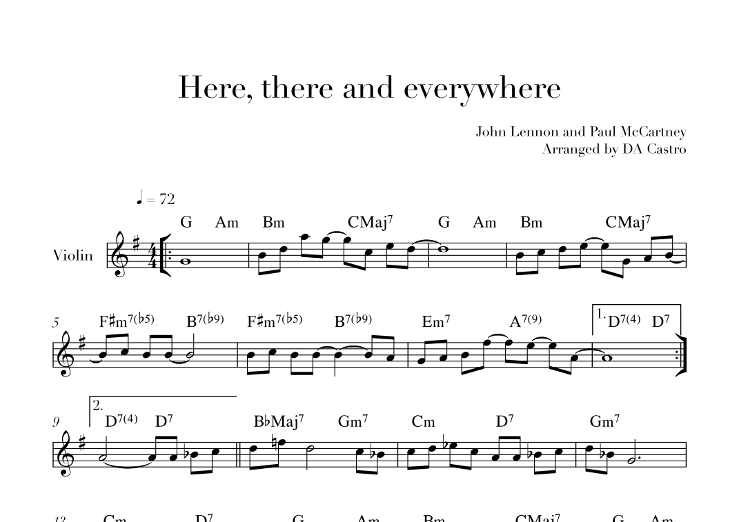 Here, There And Everywhere (arr. DA Castro by George Benson Sheet Music ...