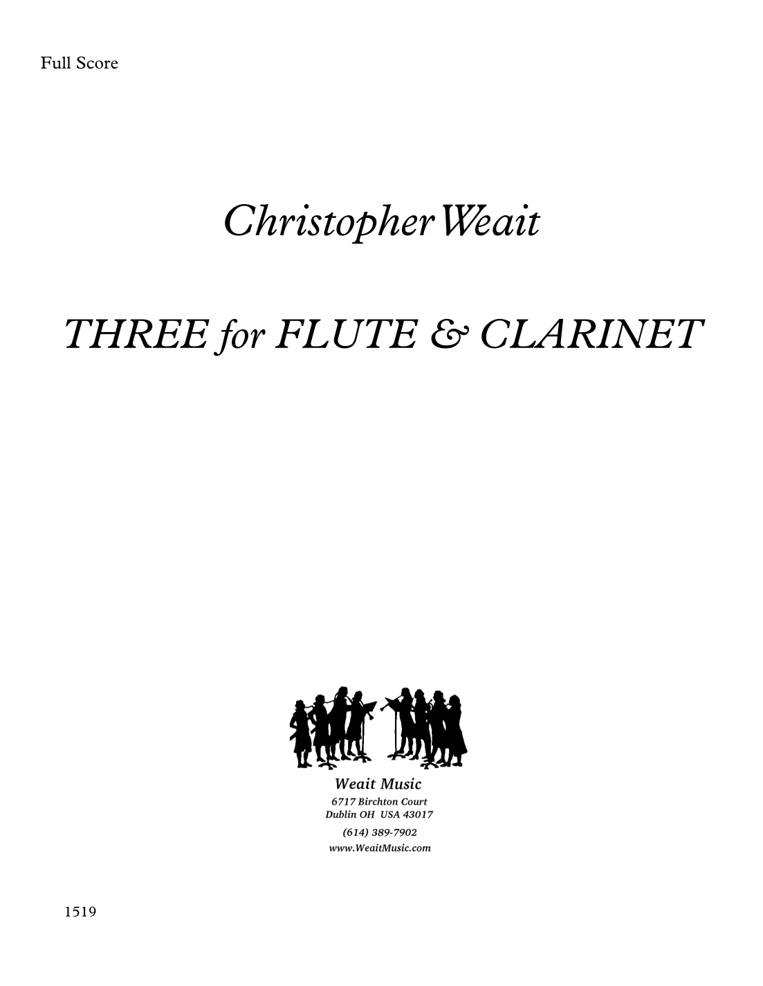 Three for flute & clarinet (8’30) by Christopher Weait Sheet Music for ...