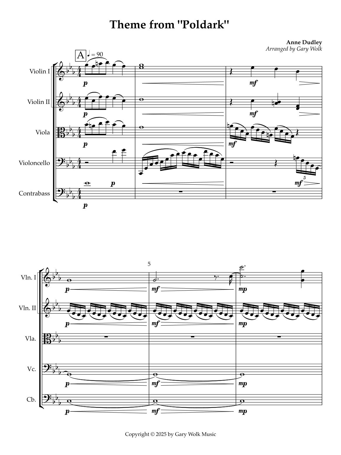 Poldark Theme (arr. Gary Wolk) by Kenyon Emrys-Roberts Sheet Music for ...