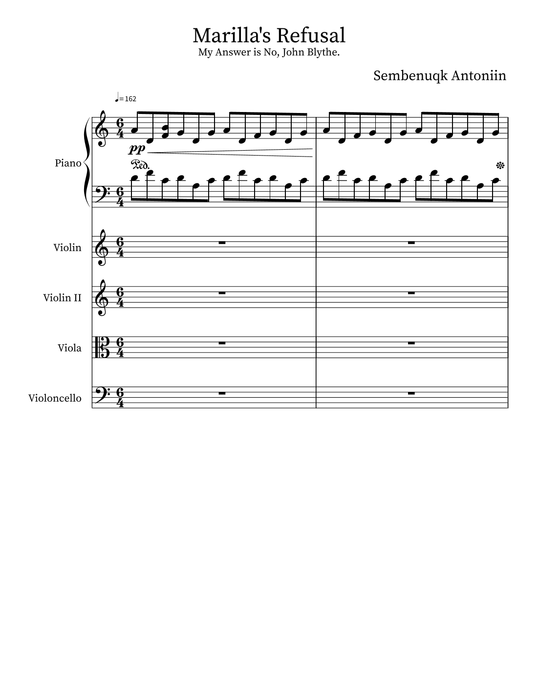 Marilla's Refusal Sheet Music | Sembenquk Antoniin | Piano, Vocal ...