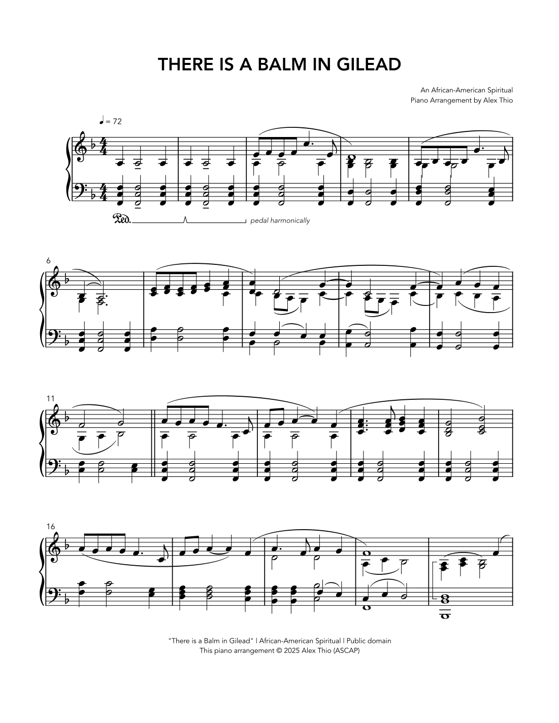 There is a Balm in Gilead - Piano Solo (arr. Alex Thio) by Alex Thio ...