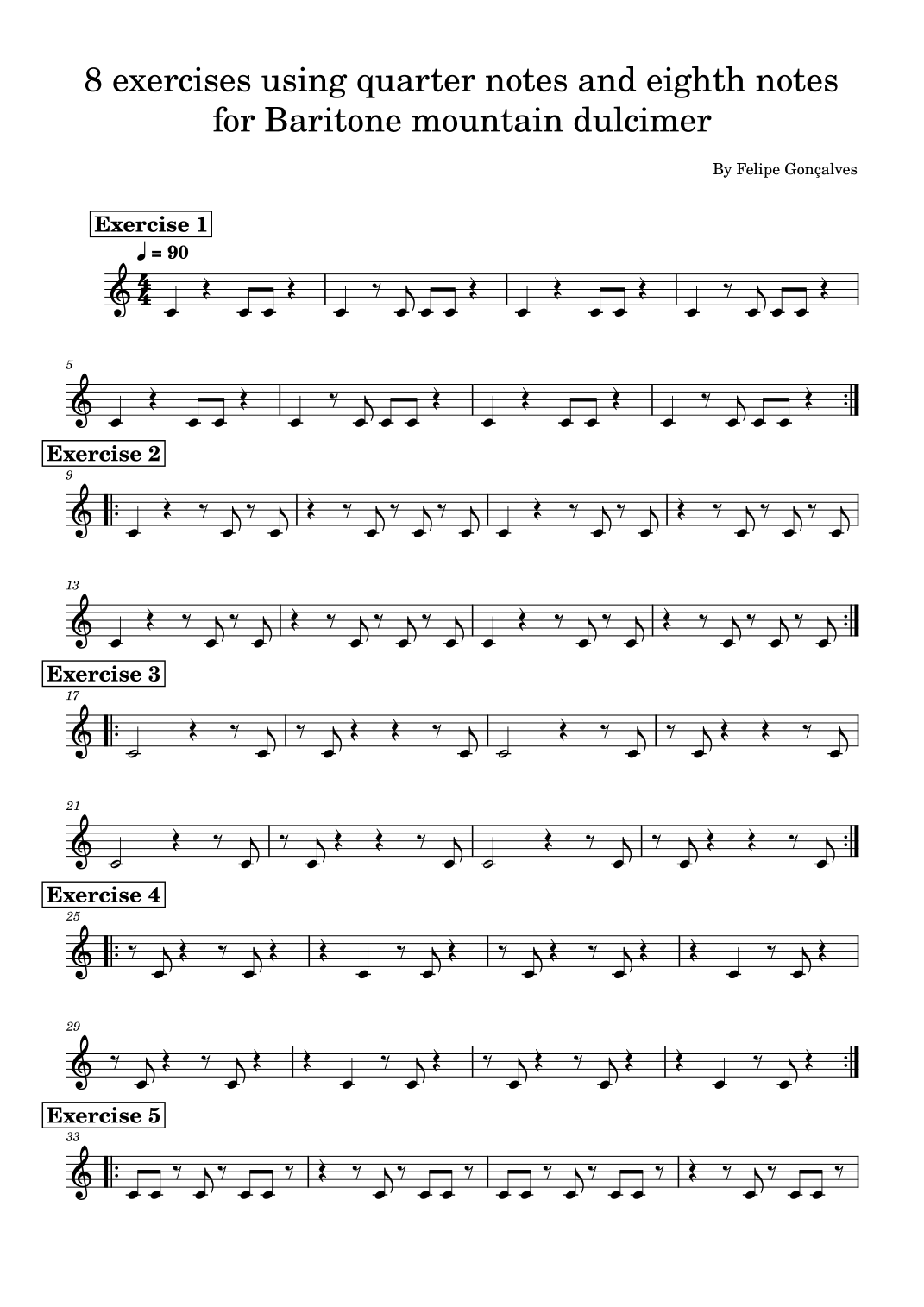 8 exercises using quarter notes and eighth notes for Baritone mountain ...