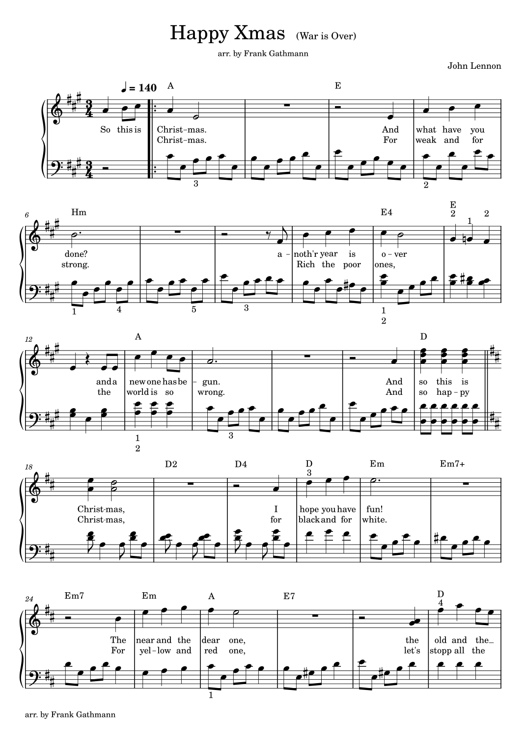 Happy Xmas (War Is Over) (arr. Frank Gathmann by John & Yoko Ono W ...