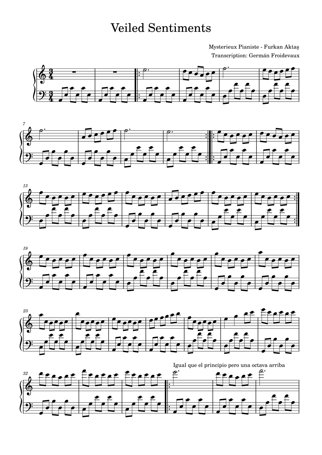 Vailed Sentiments (arr. Germán Froidevaux) von Mysterieux Pianiste ...