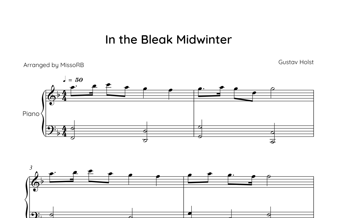 In The Bleak Midwinter - Piano in F Major - Easy (arr. MissoRB) by ...