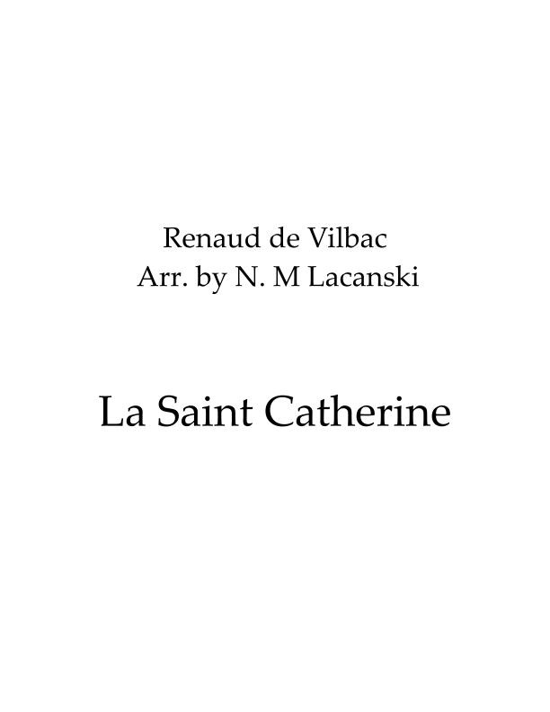 La Saint Catherine Sheet Music | Vilbac, Renaud de | String Quartet